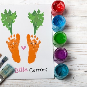 Easter Footprint Art, Crafts for Kids, Cute Little Carrots, Carrot ...