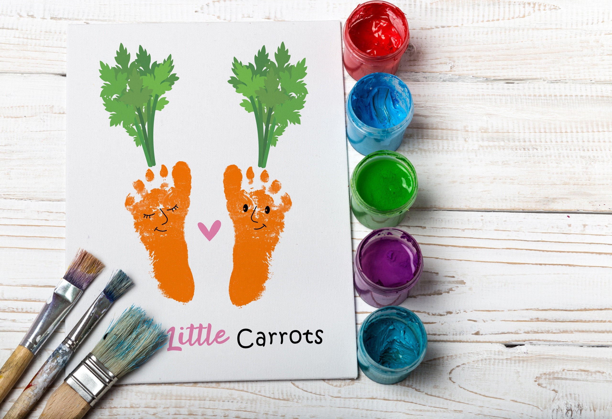 Easter Footprint Art, Crafts for Kids, Cute Little Carrots, Carrot ...