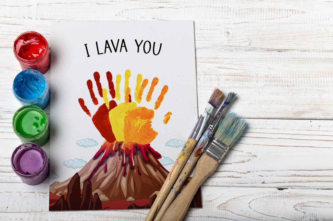Volcano Handprint Art, Father's Day DIY Gift From Son, I Lava You ...