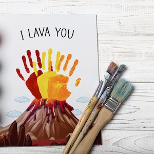 Volcano Handprint Art, Father's Day DIY Gift From Son, I Lava You ...