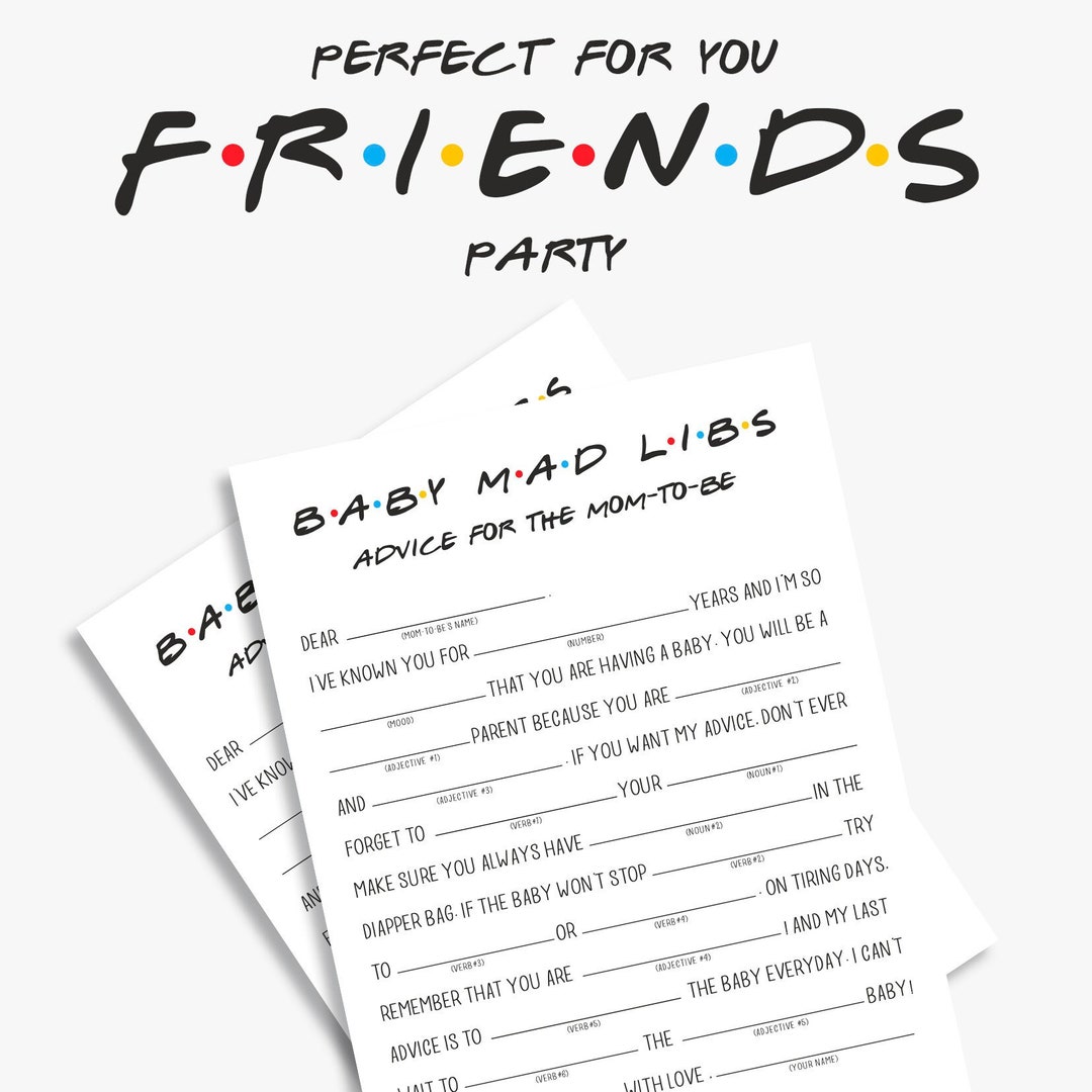 Baby Mad Libs, Friends Theme Baby Shower Game, Gender Neutral ...