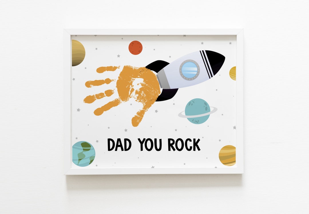 Rocket Handprint Art, Father's Day Gift From Baby | From Kids, Dad You ...