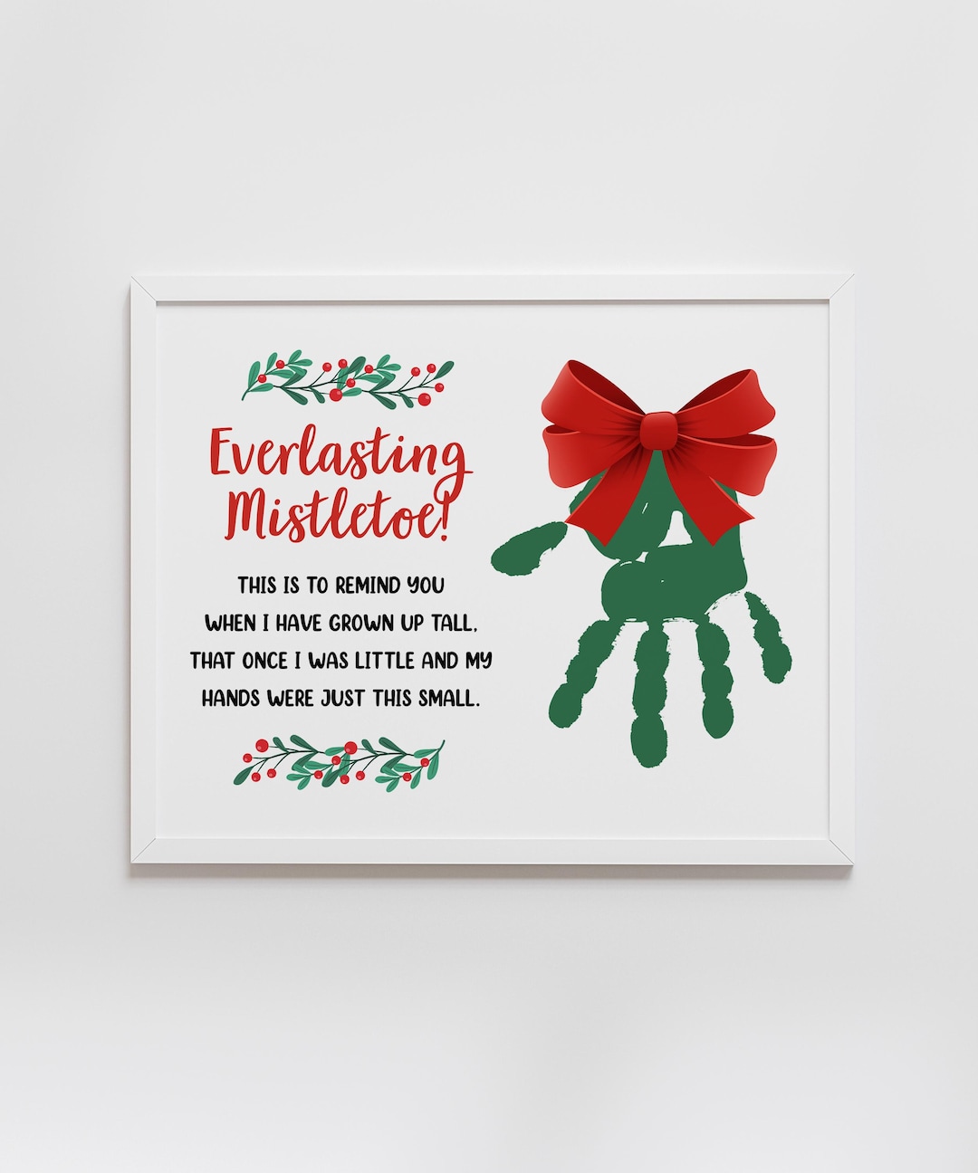 Everlasting Mistletoe Handprint Art, Christmas Baby Toddler Kids Craft ...