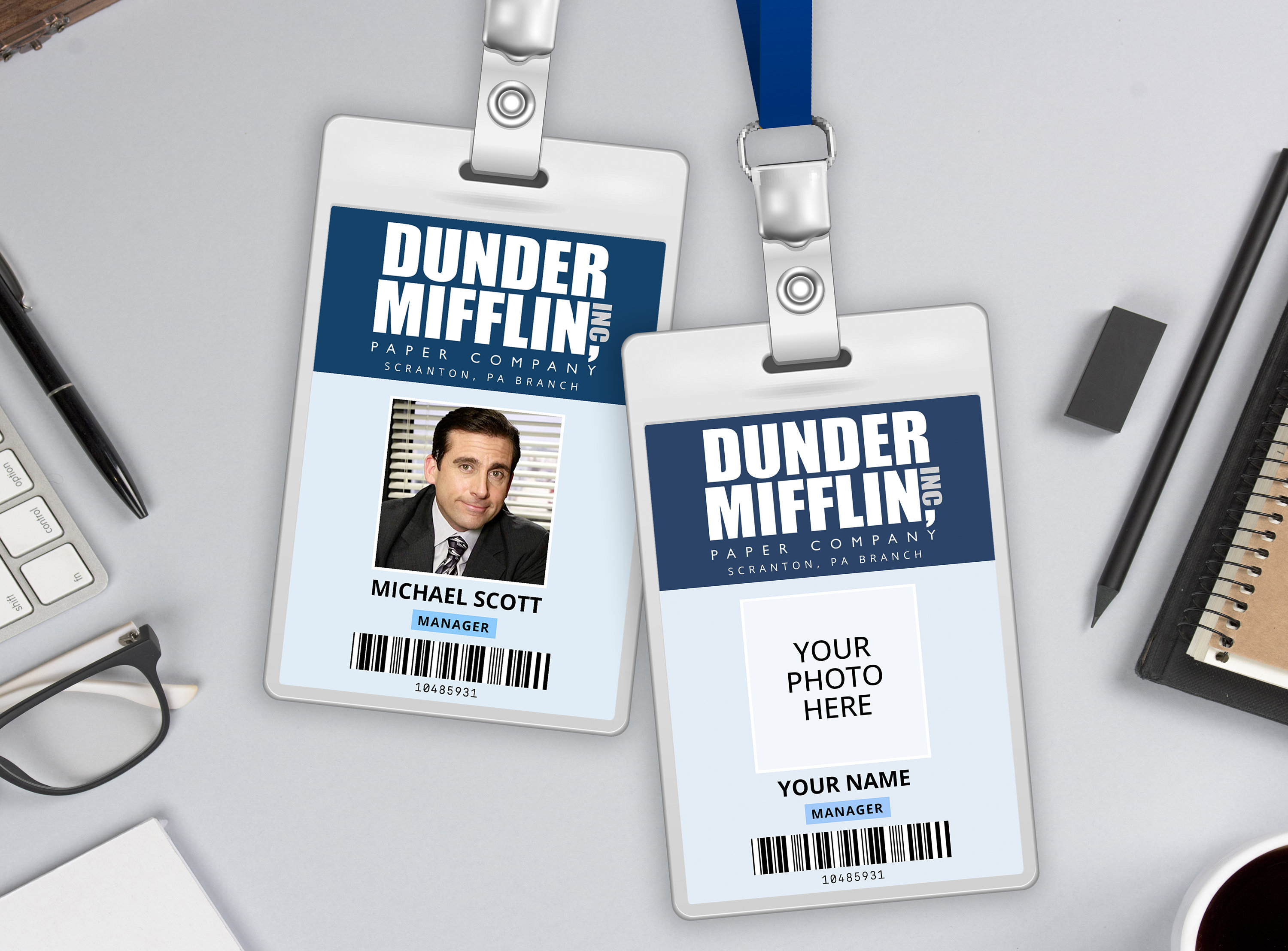 The Office ID Badges, Editable, Dunder Mifflin Badge, Office Theme Id ...