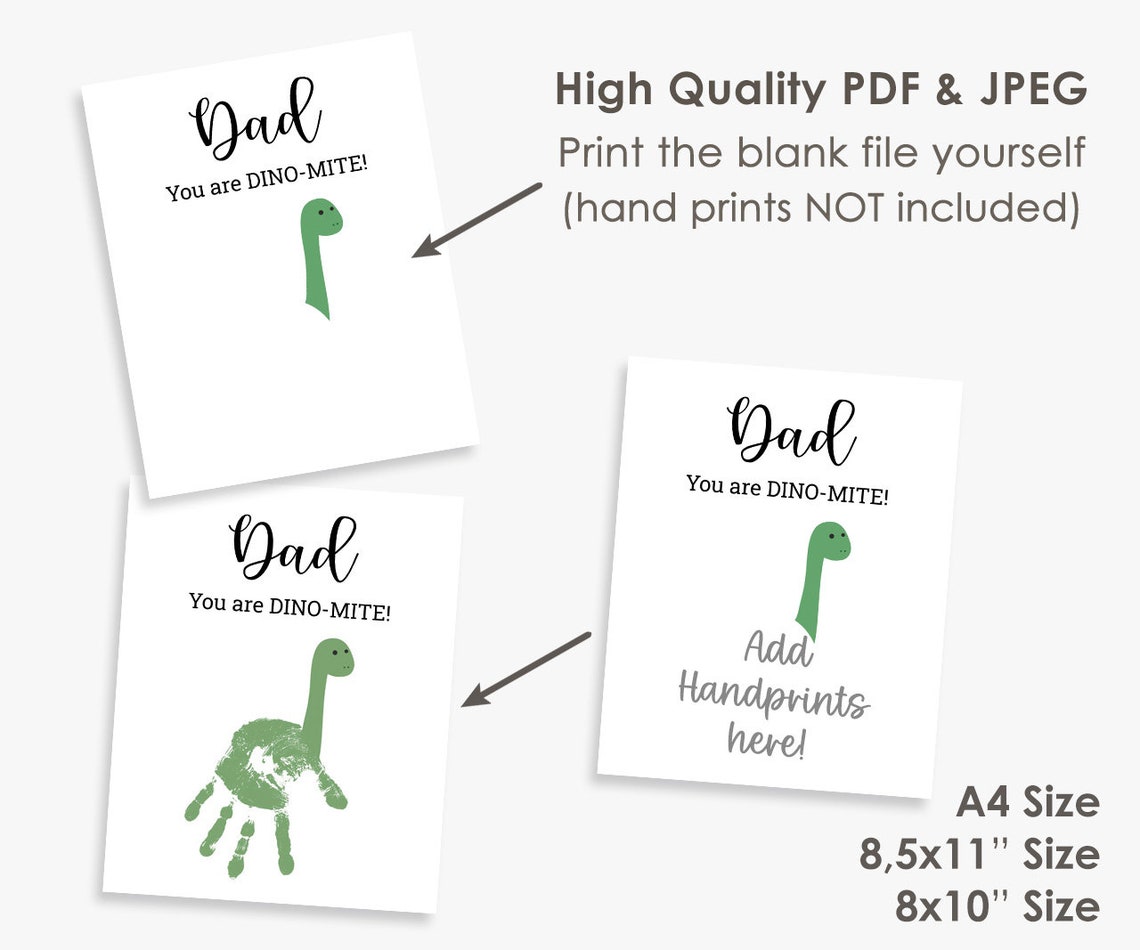 Dinosaur Handprint Art Craft, First Father's Day, Dad You Are DINO_MITE ...