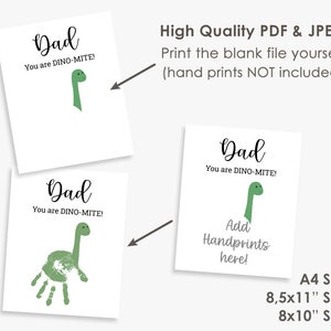 Dinosaur Handprint Art Craft, First Father's Day, Dad You Are DINO_MITE ...