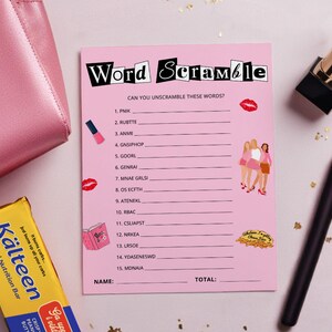 Word Scramble Game, Mean Girls Theme Party Activity, Word Game, Mean ...