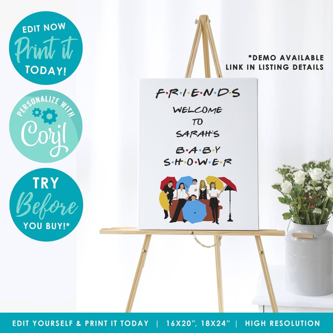 Letrero de bienvenida para baby shower de amigos, editable, tema de ...