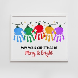 5 Handprints Christmas Lights, Kids Crafts, Merry & Bright, DIY, Memory ...