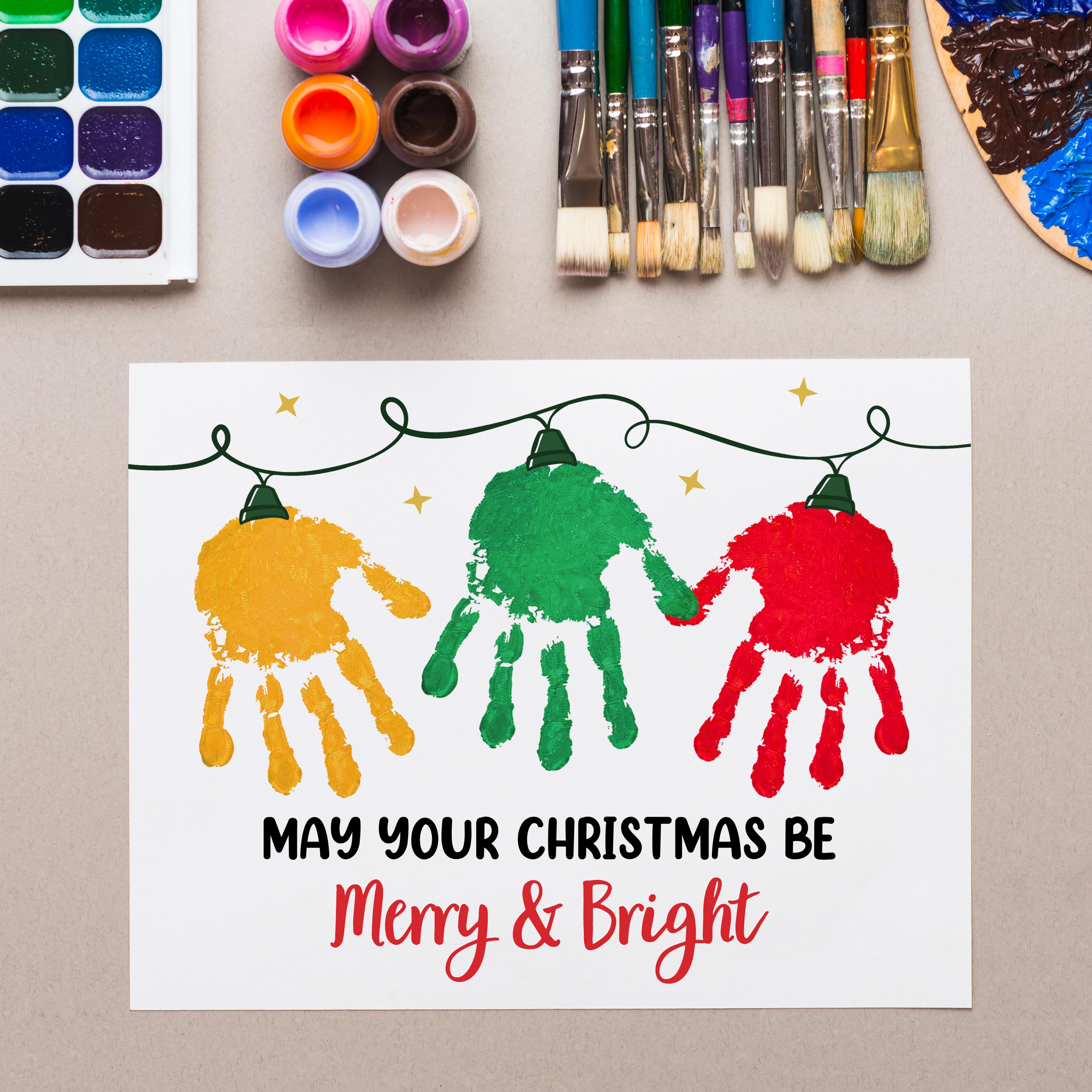 Handprint Christmas Lights, Kids Crafts, Merry & Bright, DIY, Memory ...