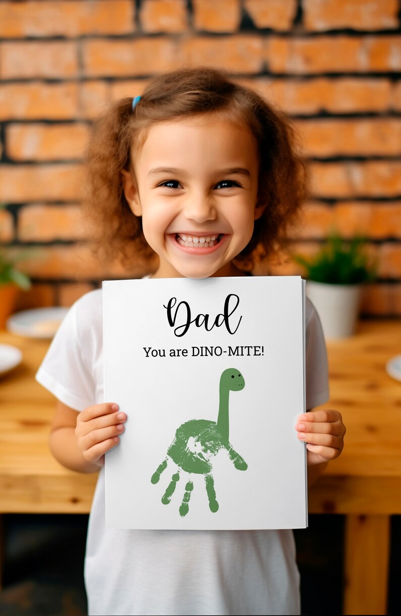 Dinosaur Handprint Art Craft, First Father's Day, Dad You Are DINO_MITE ...