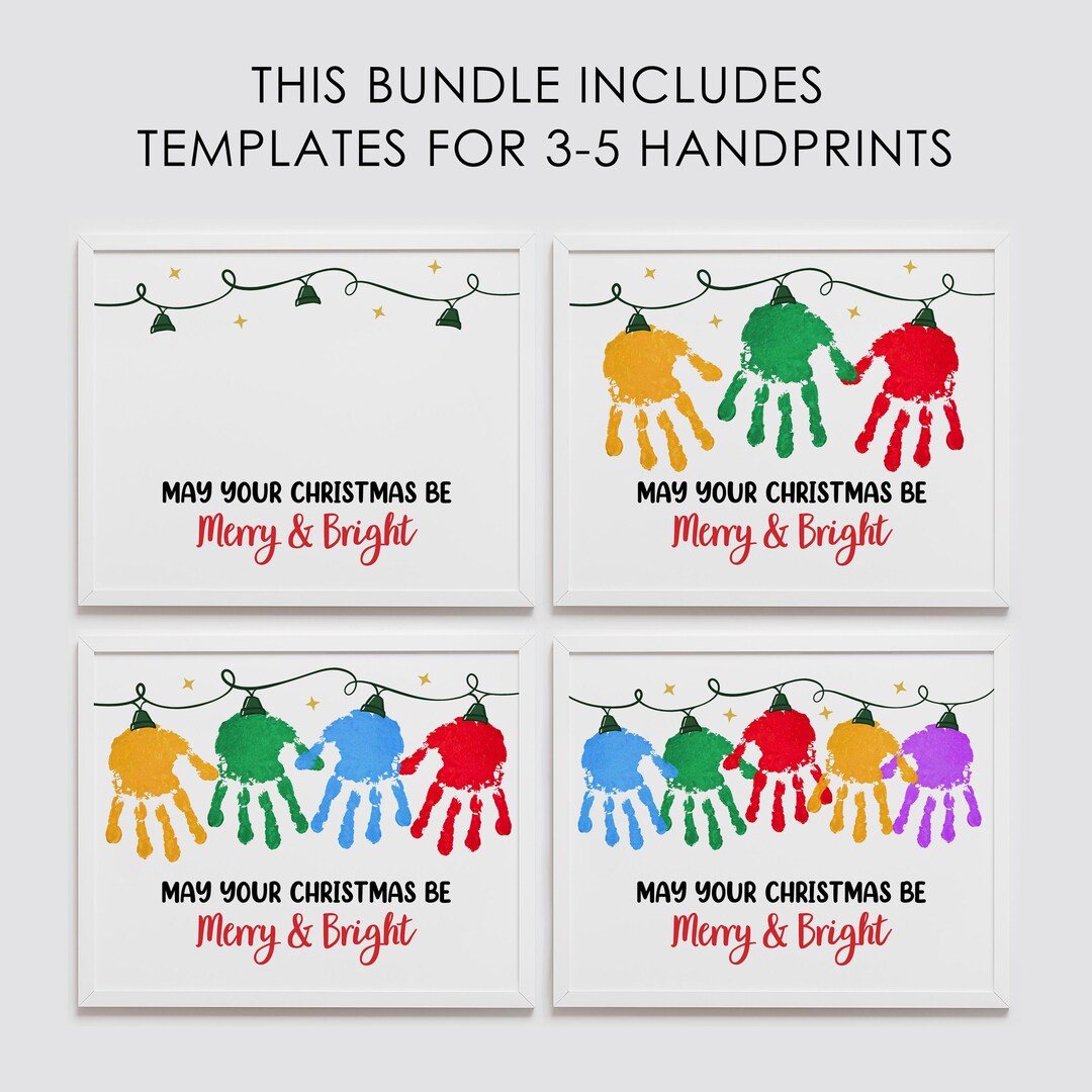 Christmas Lights Handprint Art Craft, Bundle, Kids Crafts, Preschool ...