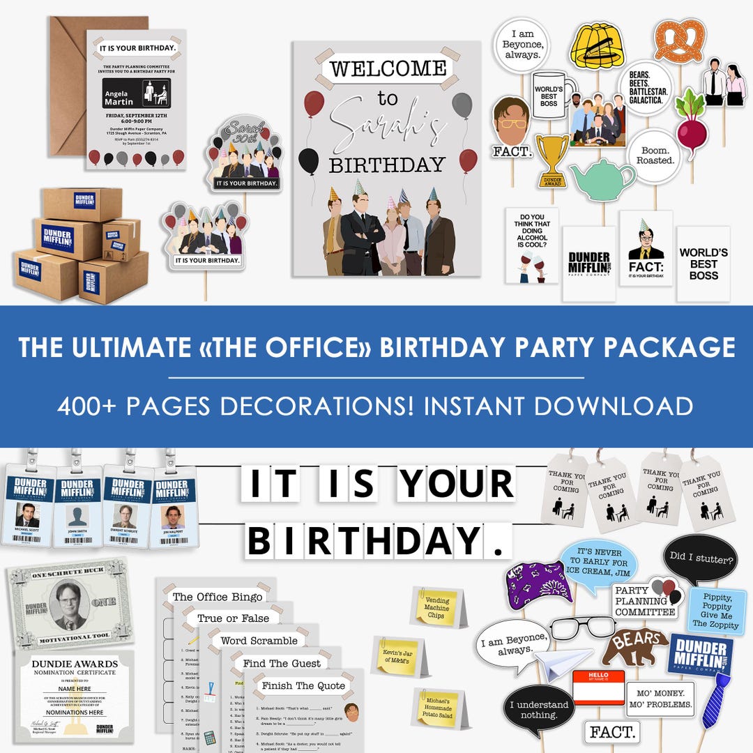 The Office Theme Birthday Party Decorations, BUNDLE, Office Banner ...