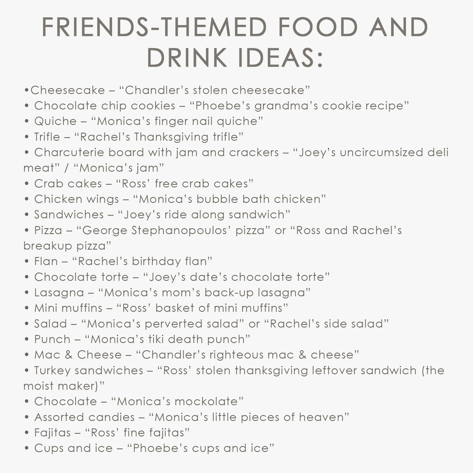 Editable Friends Theme Food Label, Place | Buffet Cards, Custom, Food ...