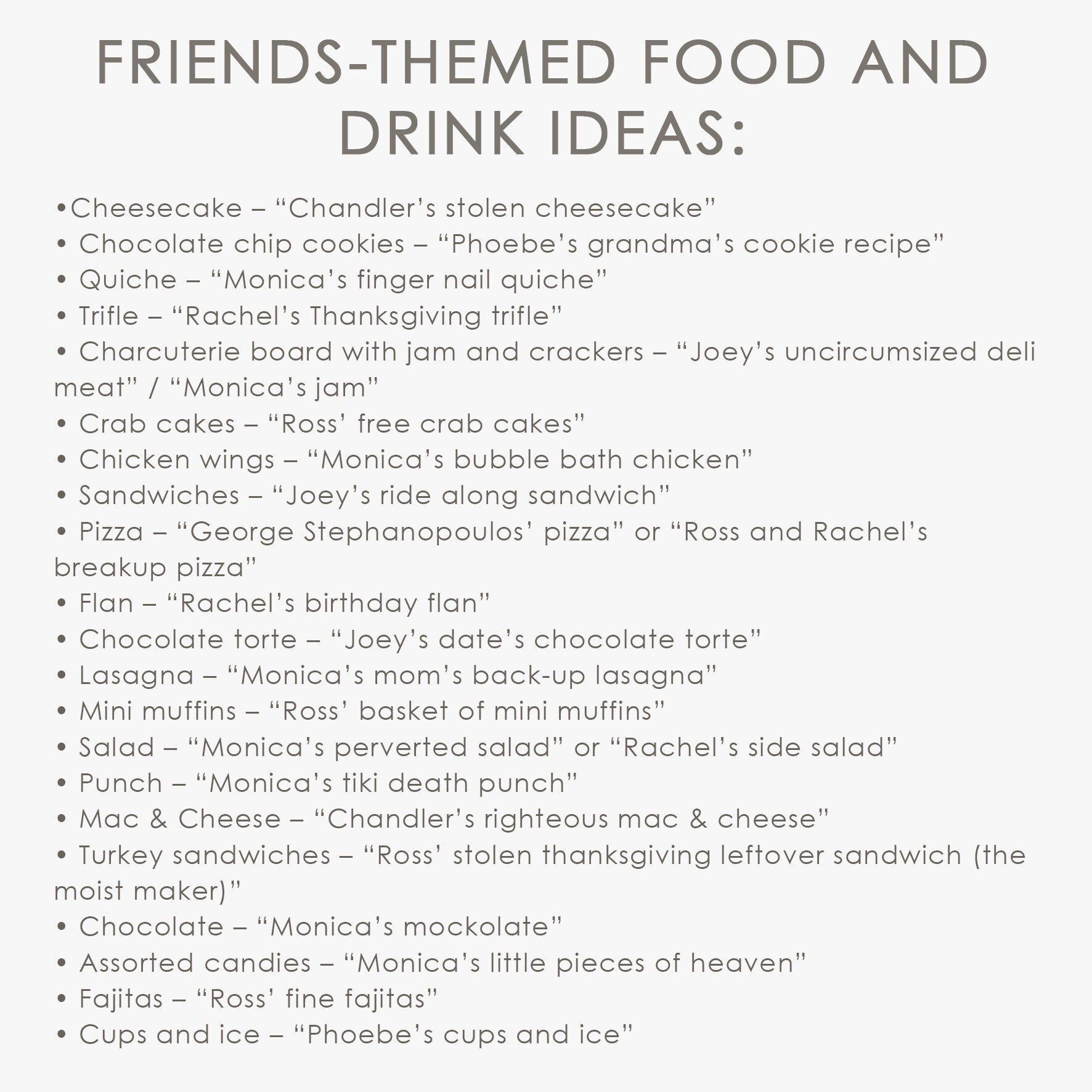 Editable Friends Theme Food Label, Place | Buffet Cards, Custom, Food ...