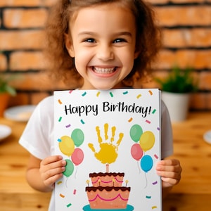 Birthday Cake Handprint Art, Kids Craft, Happy Birthday, Gift From Baby ...