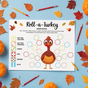 Roll A Turkey, Thanksgiving Kids Table Game, Kids Activity for ...