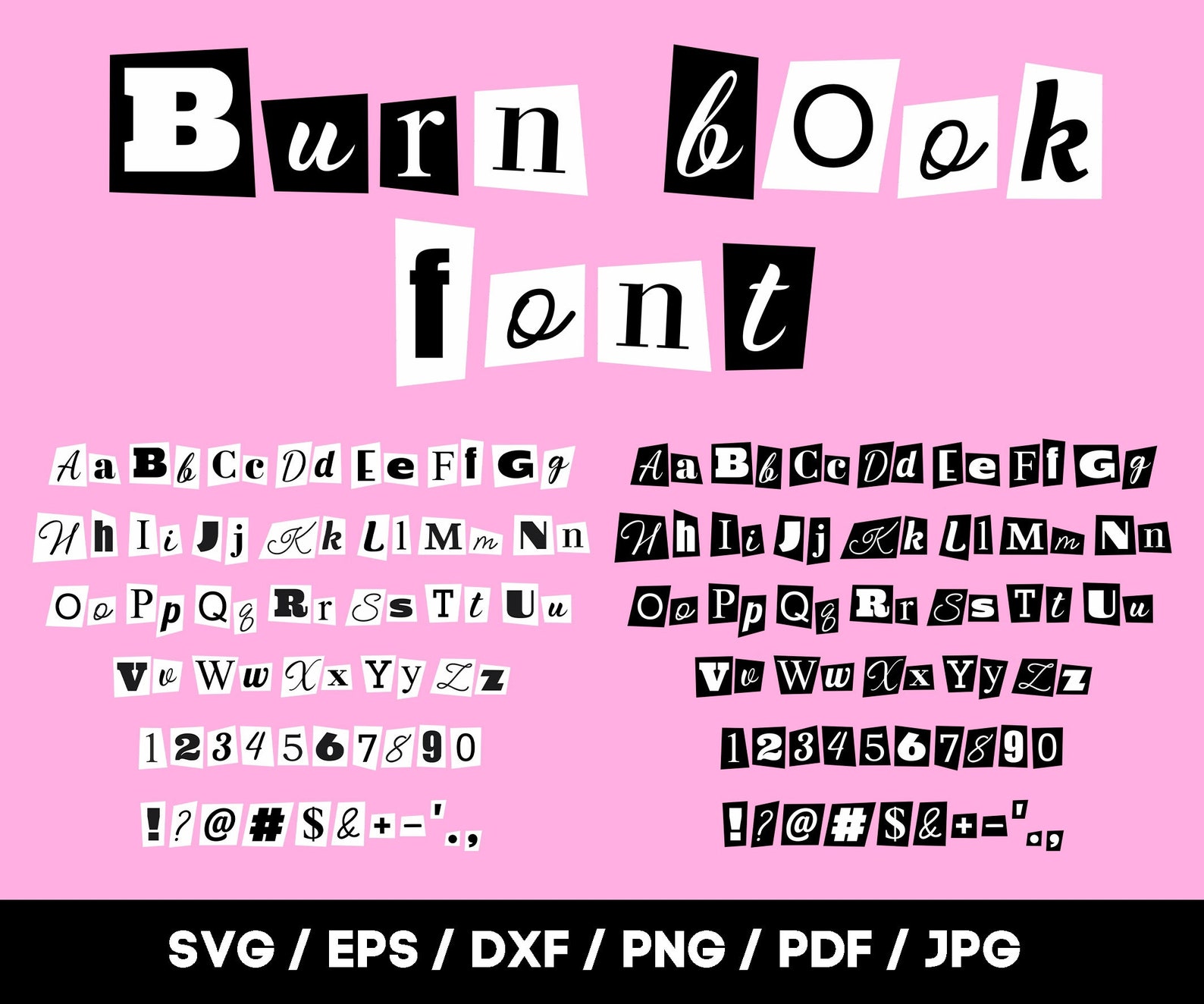 Burn Book Alphabet, Letters Numbers Symbols, Burn Book Font, Svg, Png ...