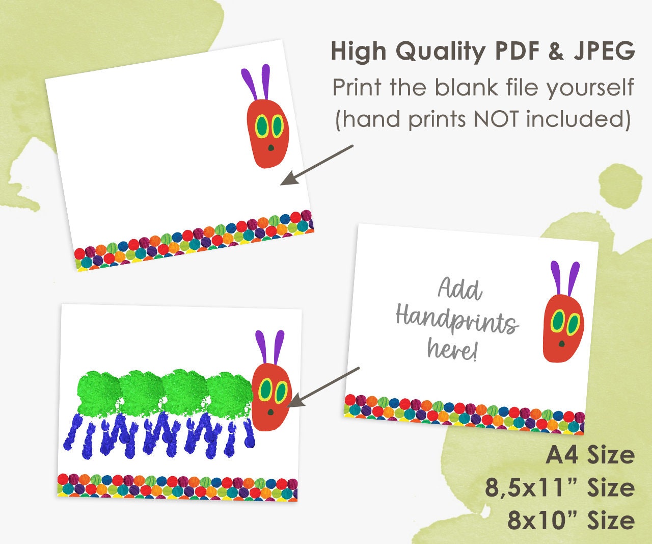 The Hungry Caterpillar, Handprint Art Craft, Crafts for Kids for Babies ...