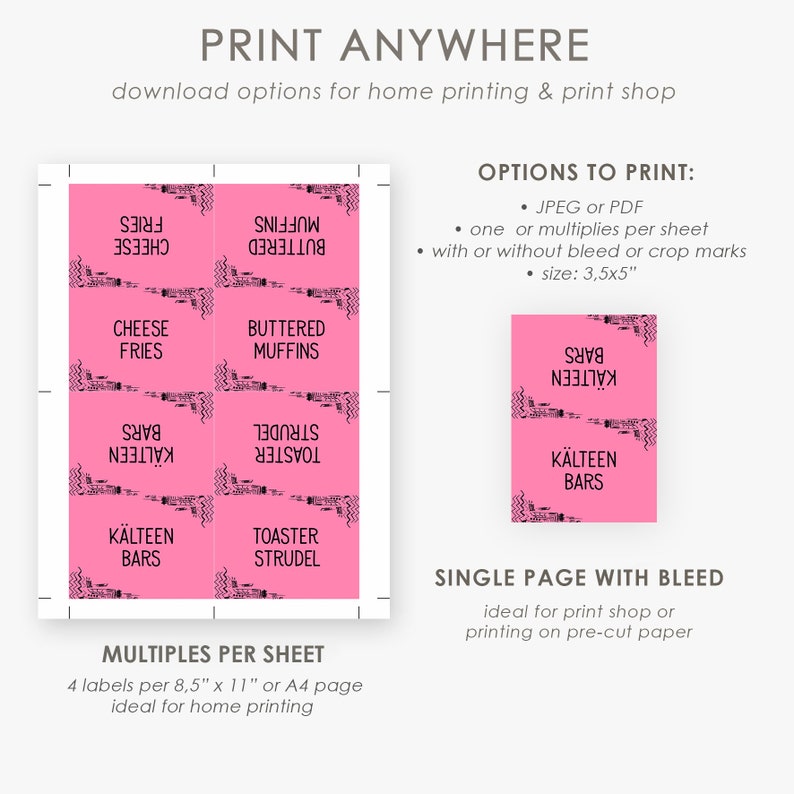 10x Mean Girls Food Cards, Bundle, Mean Girls Theme Party, Food Labels ...