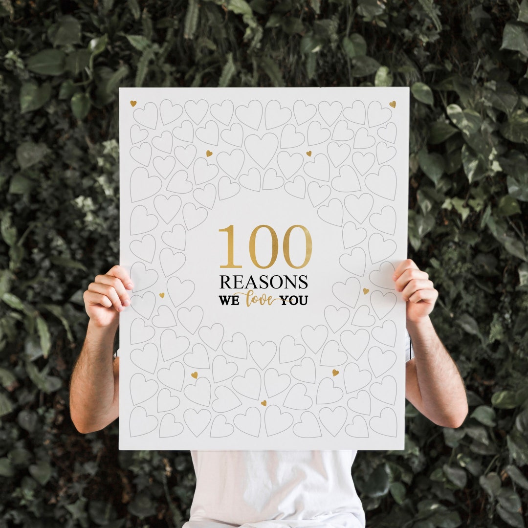 100 Reasons We Love You, Keepsake, Birthday Decoration, Personalized ...