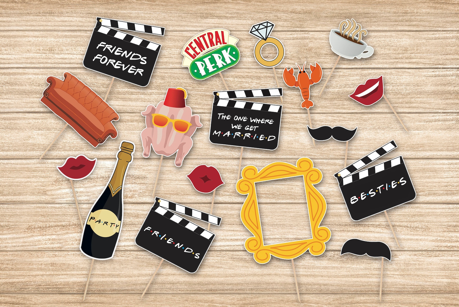Friends Photo Booth Frame & Props, Editable, Friends Theme Bridal ...