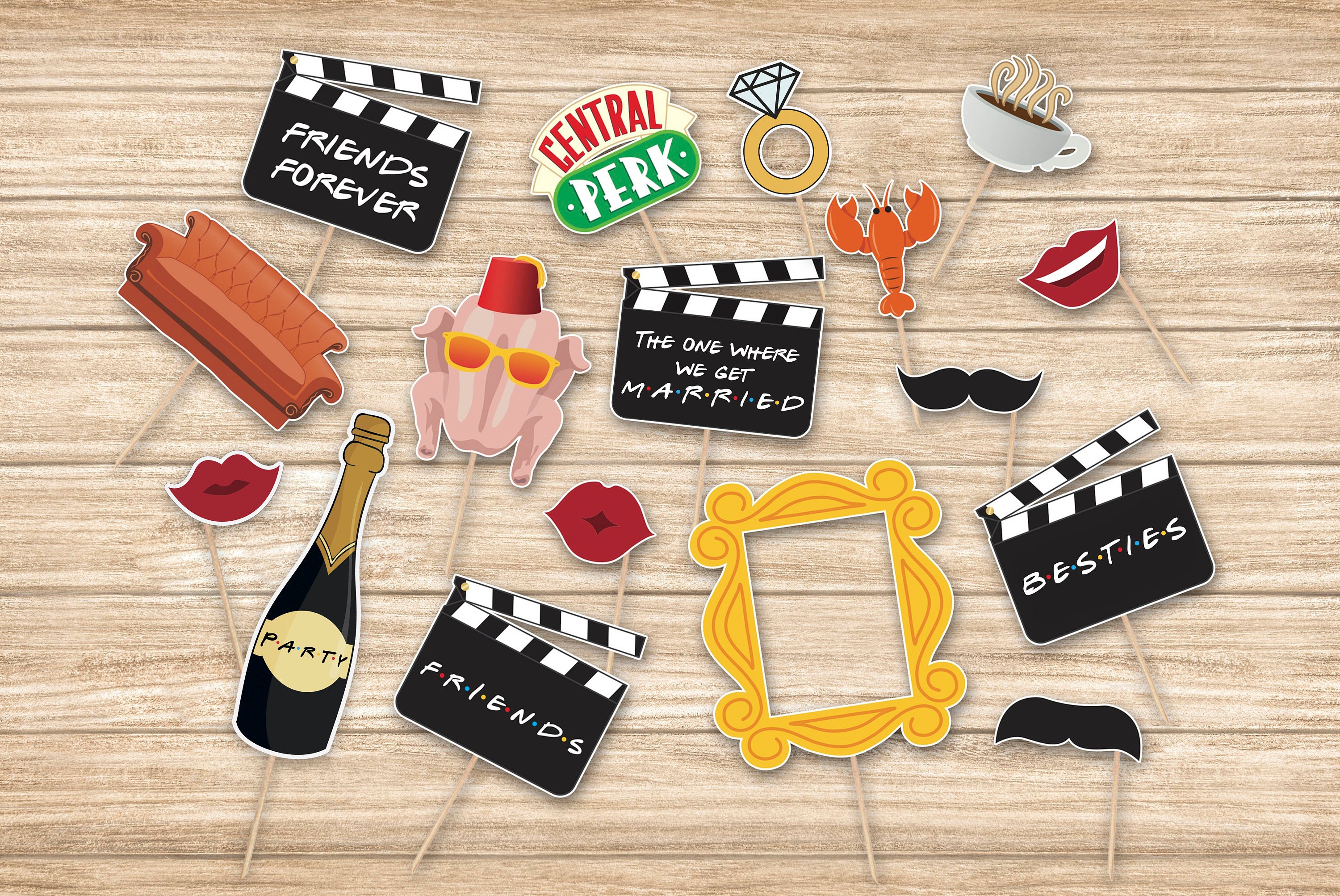 Friends Photo Booth Frame & Props, Editable, Friends Theme Bridal ...
