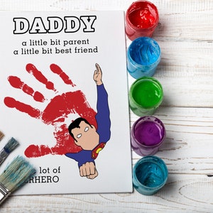 Father's Day Handprint Art Craft, BUNDLE, Superhero Dad, Birthday Gift ...