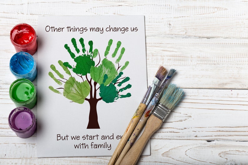 Family Tree Handprint Art Craft, DIY, Memory Decor, Family Hand Print ...