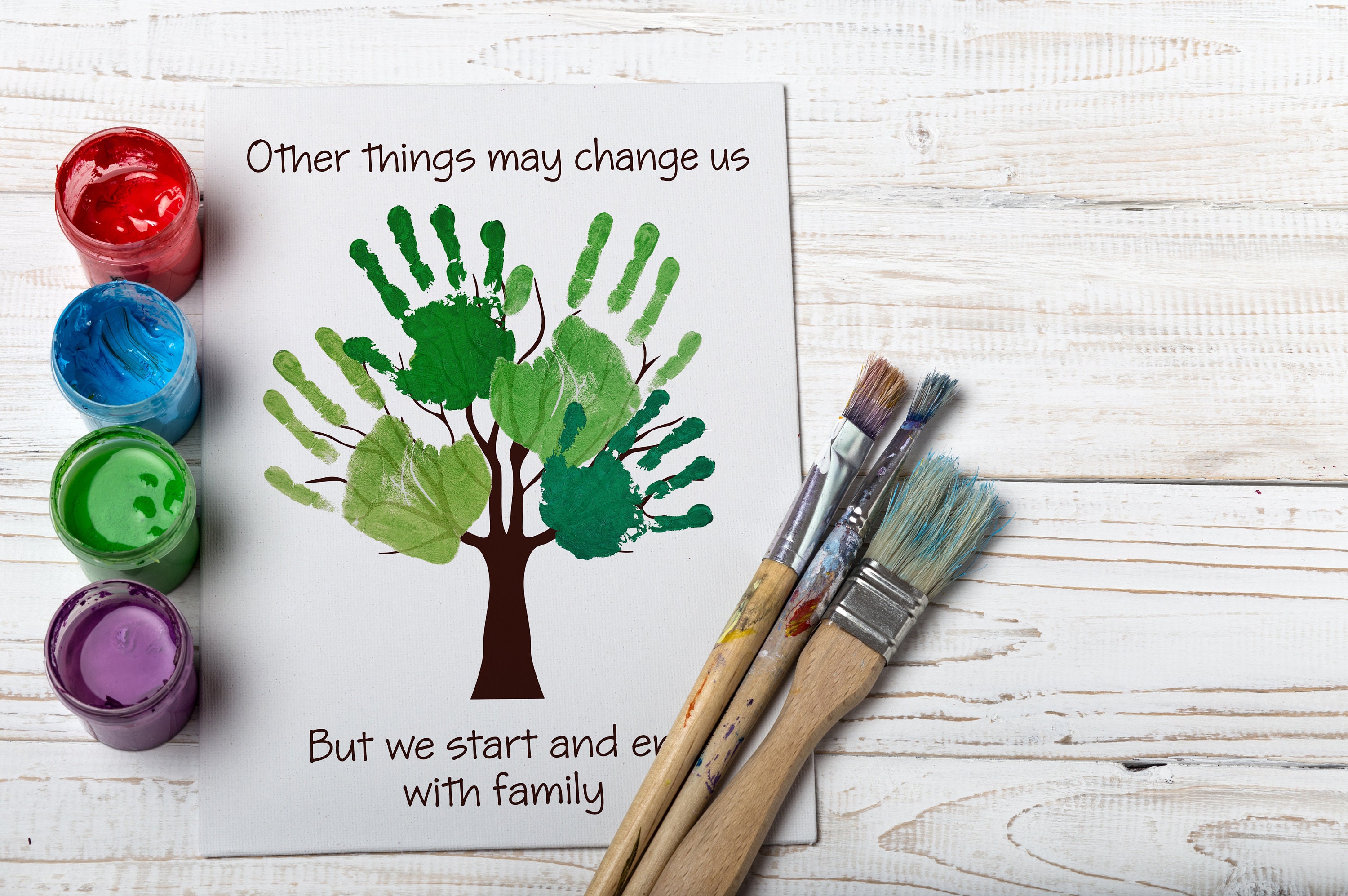 Family Tree Handprint Art Craft, DIY, Memory Decor, Family Hand Print ...