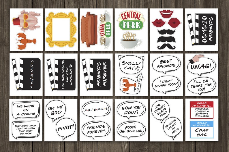 Friends Photo Booth Props, Friends Theme Birthday Party Props, Friends ...