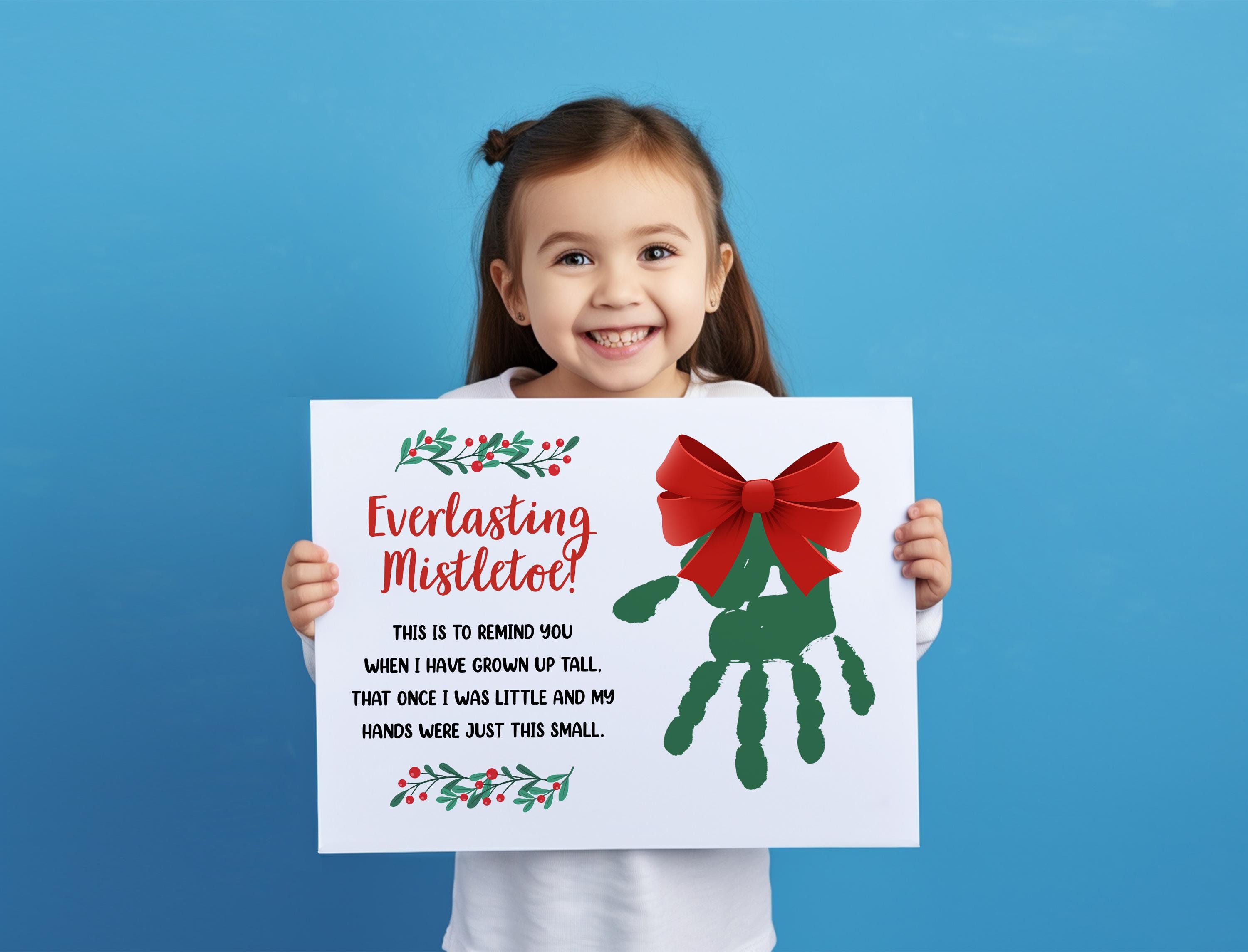 Everlasting Mistletoe Handprint Art, Christmas Baby Toddler Kids Craft ...
