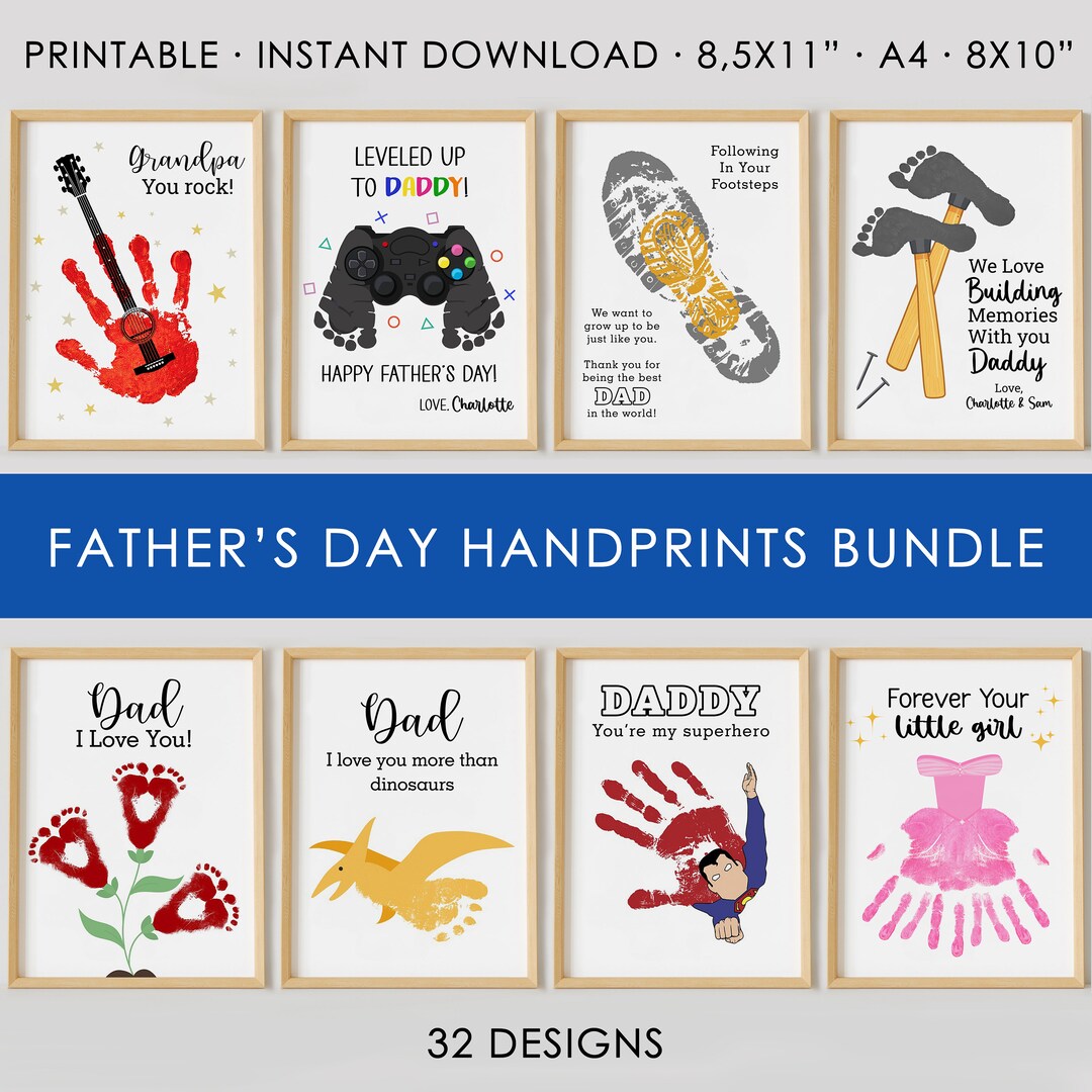 Father's Day Handprint Art Craft, BUNDLE, Daddy Birthday Gift From Baby ...
