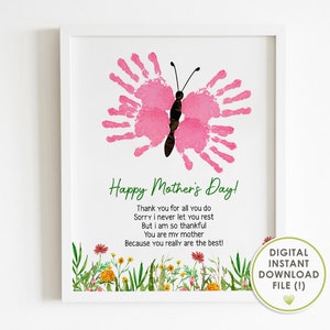 Handprint Art for Mothers Day, DIY Mothers Day Gift, Butterfly, Craft ...