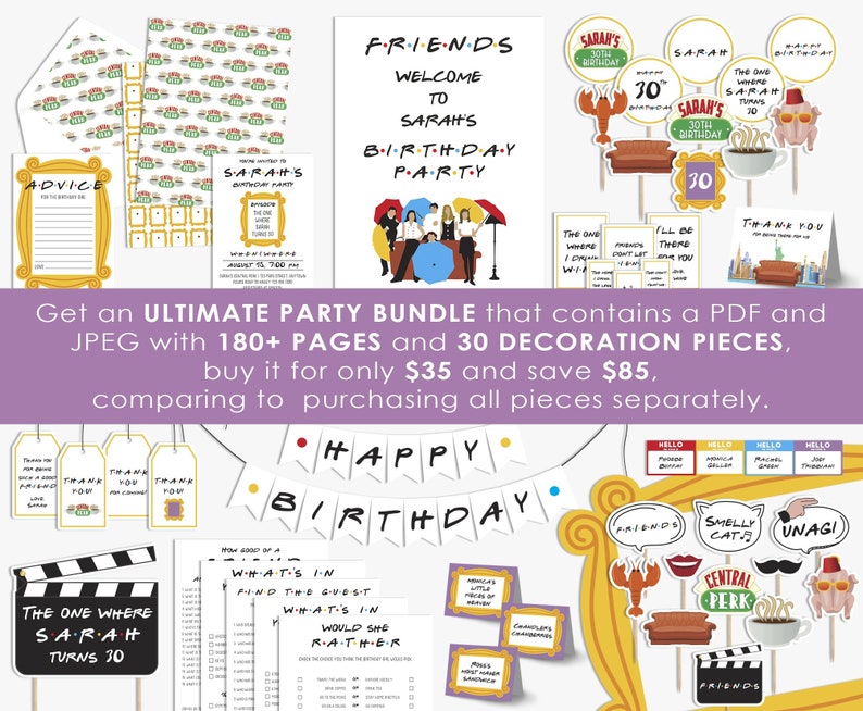 Friends Photo Booth Props, Friends Theme Birthday Party Props, DIY ...