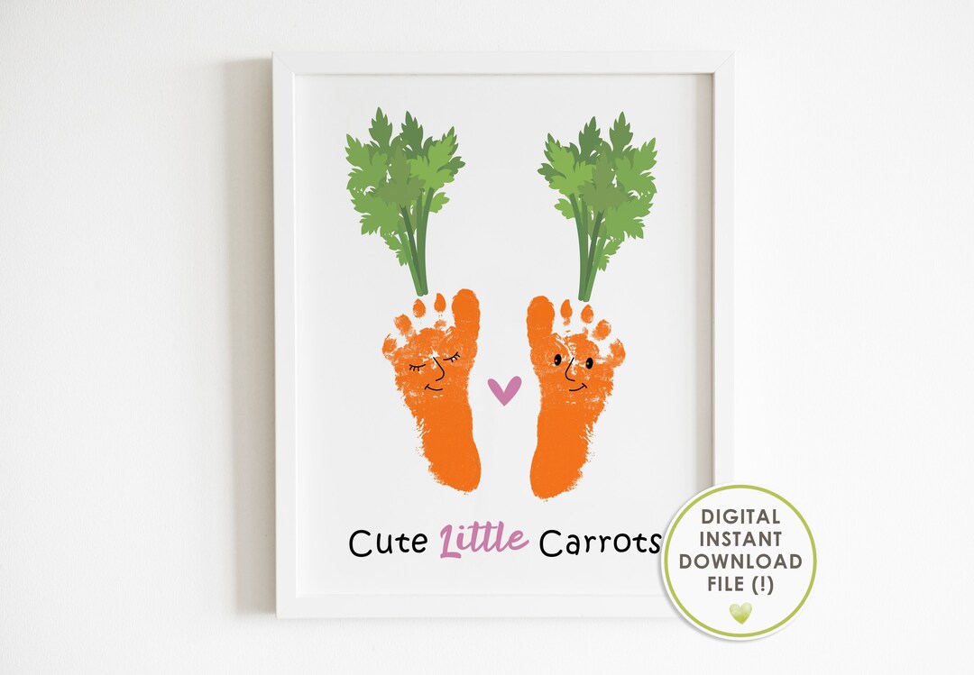 Easter Footprint Art, Crafts for Kids, Cute Little Carrots, Carrot ...