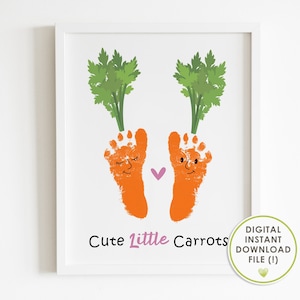 Easter Footprint Art, Crafts for Kids, Cute Little Carrots, Carrot ...