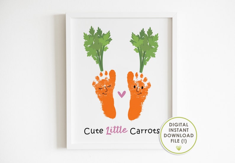 Easter Footprint Art, Crafts for Kids, Cute Little Carrots, Carrot ...