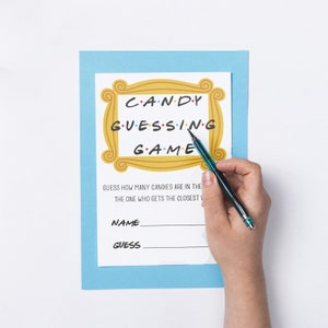 Candy Guessing Game, Friends Theme Birthday Party Activity, Sign Cards ...