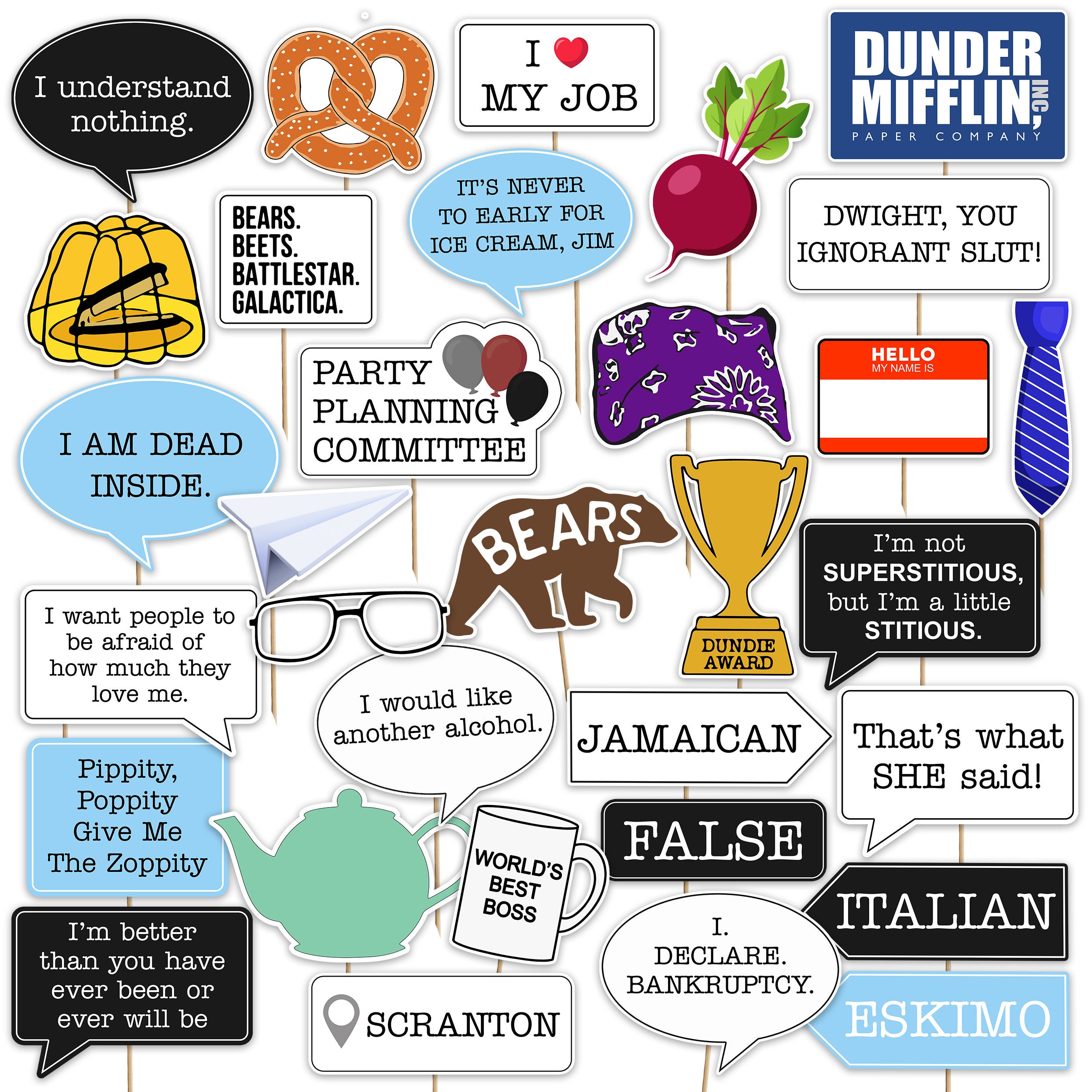 The Office Photo Booth Props, the Office Theme Party Supplies, DIY ...