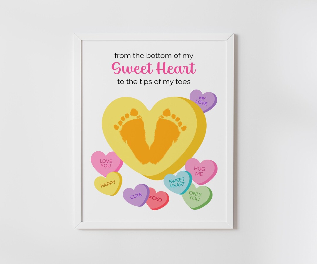 Conversation Hearts Footprint Art, Valentine's Day Crafts for Kids ...