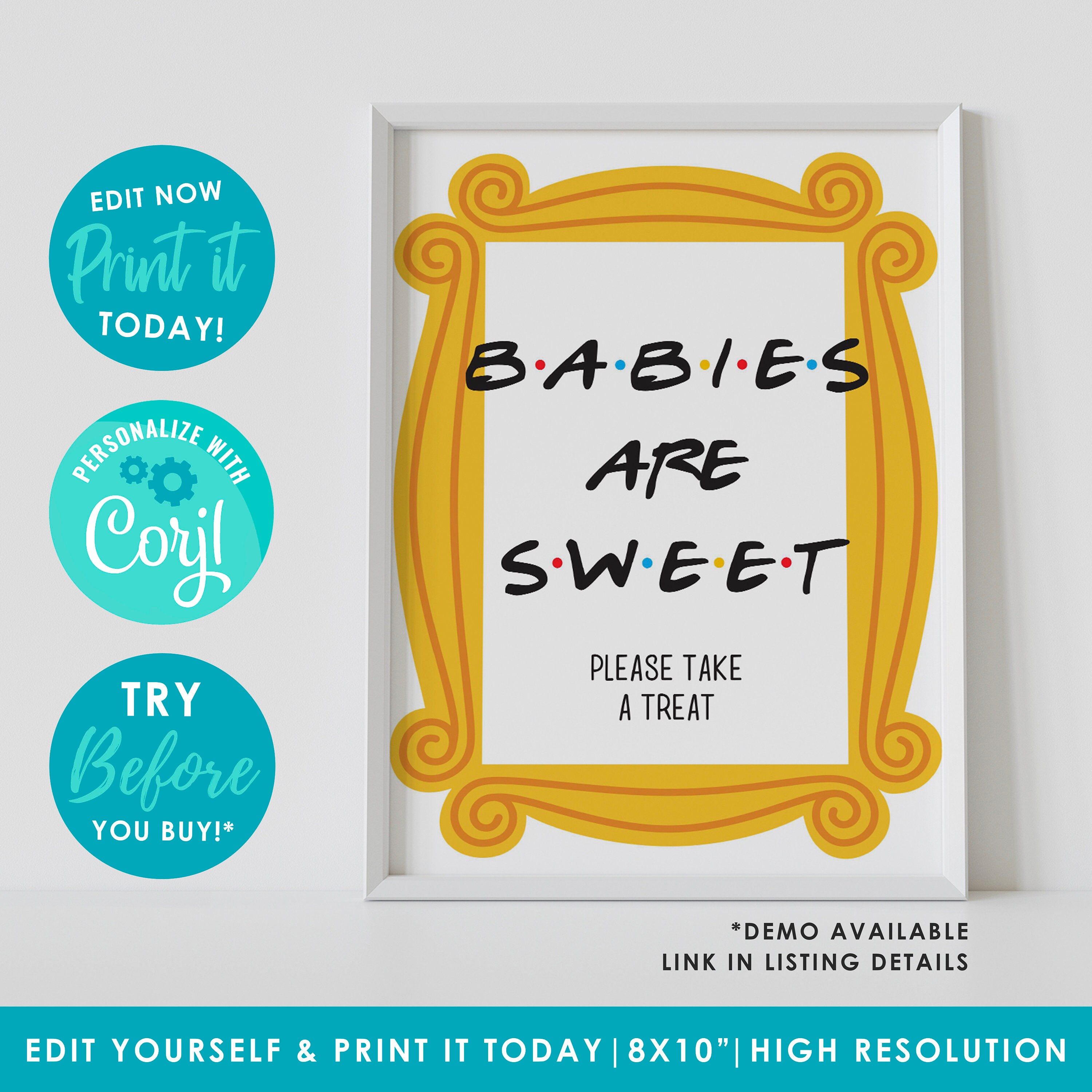 Editable Friends Theme Baby Shower Party Sign, BUNDLE, Custom, Friends ...