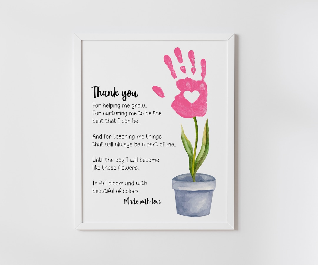 Teacher Appreciation Handprint Art, DIY, Teacher Thank You Gift, End of ...