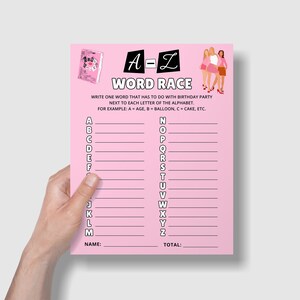 Birthday Word Race Game, Mean Girls Theme Birthday Party Activity, Pink ...