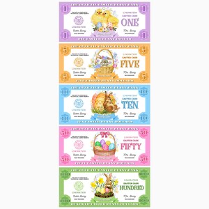 Easter Hunt Bunny Bucks, Printable, Easter Play Money, Easter Dollar ...