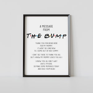 Message From the Bump Sign, Friends Theme Baby Shower, Bump Sign ...