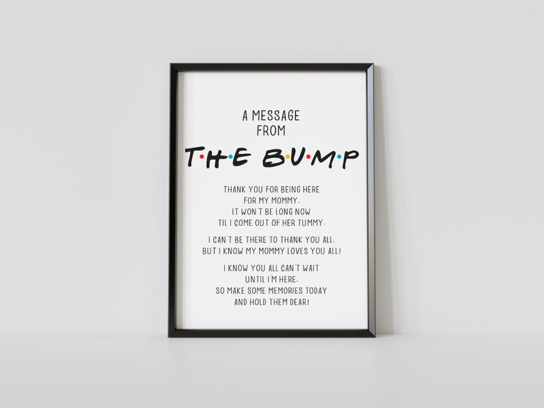 Message From the Bump Sign, Friends Theme Baby Shower, Bump Sign ...