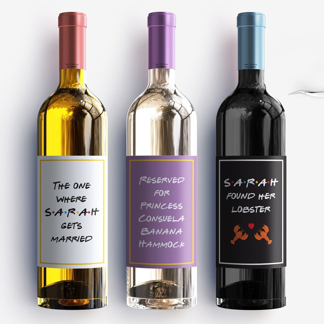 Editable Friends Bridal Shower Wine Labels, Funny, Wine Bottle Labels ...