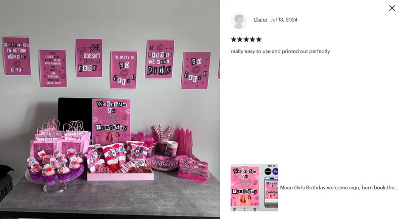 Mean Girls Birthday Welcome Sign, Burn Book Theme, Editable, Canva ...
