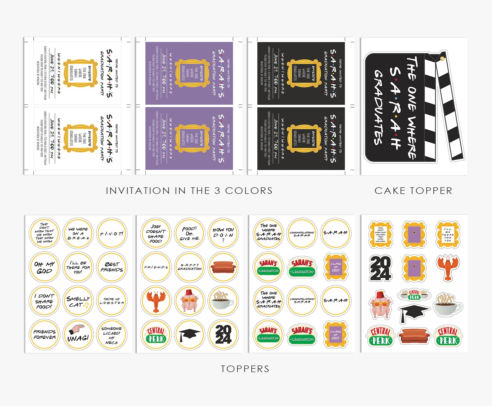 Friends Theme Graduation Party Decor, BUNDLE, Friends Grad Party Banner ...